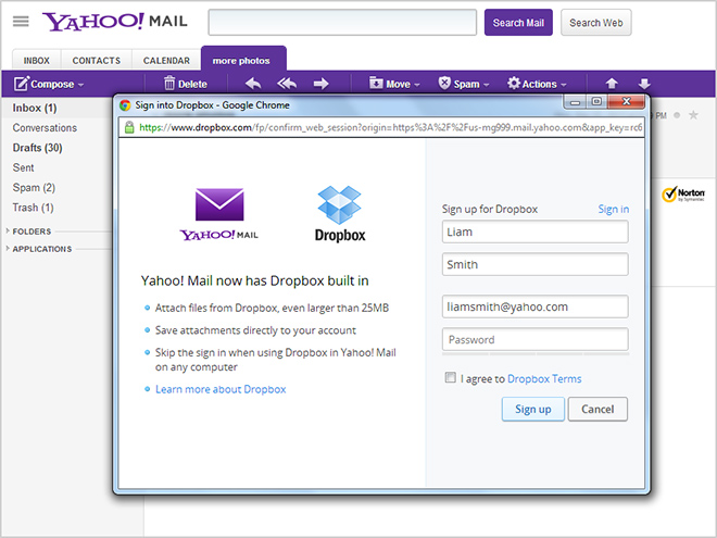 Yahoo! se une a Dropbox para mejorar su servicio de correo electrónico • ENTER.CO